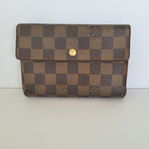 Louis Vuitton | Bags | Authentic Louis Vuitton Vintage Damier Wallet Envelope Leather Check Med ...